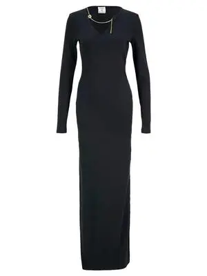 Casablanca Jewellery-embellished Ribbed Maxi Dress - Black