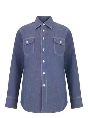 MOORER Contrast-stitch Chest-pocket Shirt
