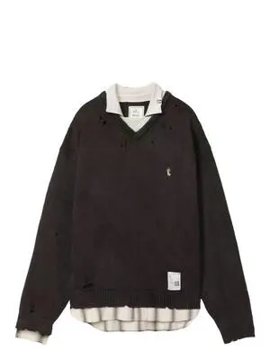 Mihara Yasuhiro Triple Layered Collared Knit Sweater - Black