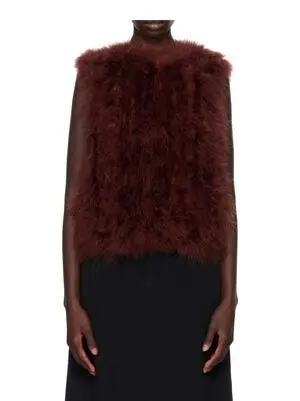 YVES SALOMON Cropped Feather Vest - Sequoia
