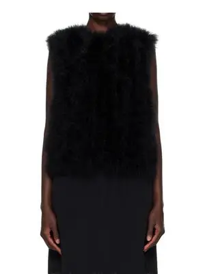 YVES SALOMON Feather-embellished Gilet - Black