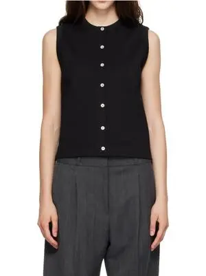 FLORE FLORE Button-front Sleeveless Vest - Black