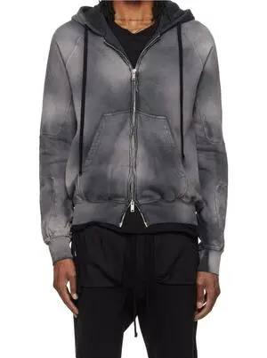 THOM KROM Washed Gradient Zip-up Hoodie - Grey