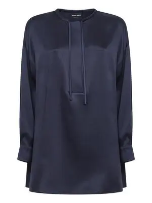 Giorgio Armani Long-sleeved Satin Blouse - Blue