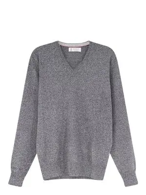 Brunello Cucinelli V-neck Ribbed Knitted Jumper - No