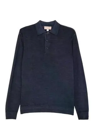 120% Lino Long-sleeve Polo Shirt - Blue