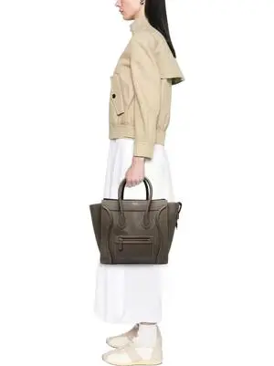 Celine 2017 Mini Grained Calfskin Luggage Tote Bag - Grey