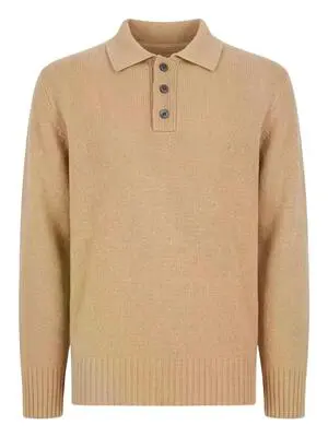 AMARANTO Button-up Polo Sweater - Neutrals
