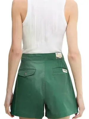 Columbia Acker Rock Pleated Logo-patch Shorts - Green