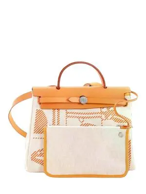 Hermès Herbag Zip Relief Brides De Gala Toile And Leather 31 Shoulder Bag - Brown