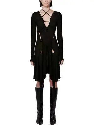 SRVC STUDIO Cut-out Asymmetric Midi Dress - Black