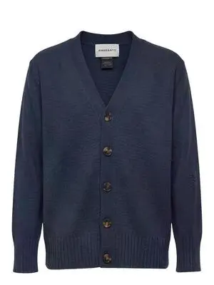 AMARANTO Distressed V-neck Cardigan - Blue