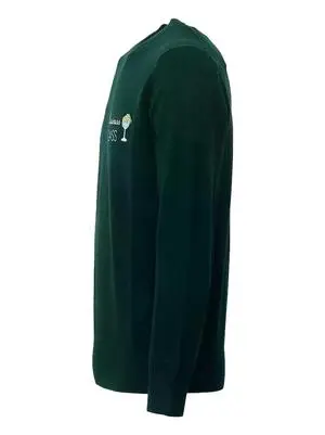 MC2 SAINT BARTH Heron Light Wool And Cashmere Blend Crewneck With Business Glass Embroidery - Green
