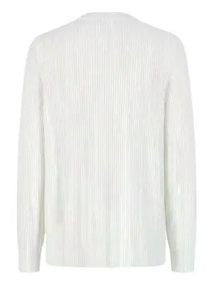AMARANTO Ribbed-knit Henley Polo Sweater