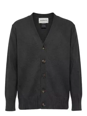 AMARANTO Distressed V-neck Cardigan - Grey