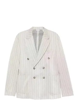 MANUEL RITZ Double-breasted Regimental-stripe Blazer - Neutrals