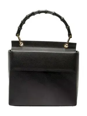 Gucci 20th Century Calfskin Bamboo Handbag - Black