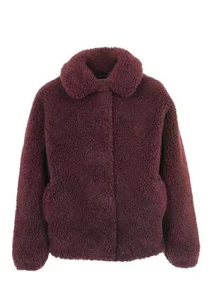 MC2 SAINT BARTH Logo-patch Faux-shearling Coat - Red