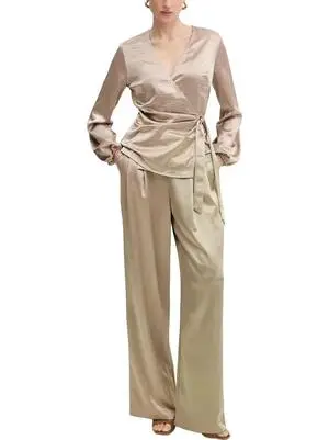 GUESS Satin Wrap Blouse