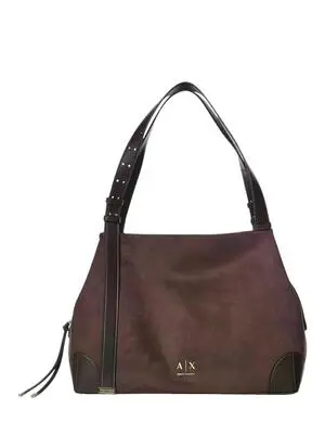 ARMANI EXCHANGE Suede-effect Logo-print Tote Bag