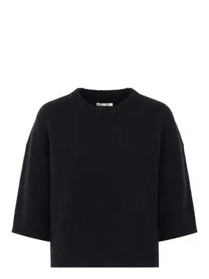 Loulou De Saison Loulou De Saison Azali Short-Sleeve Knitted Top Black