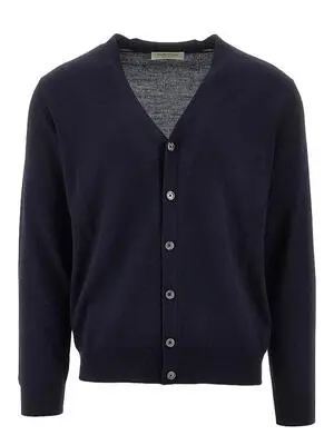 THE PULL Merino Wool Knitted Cardigan - Blue