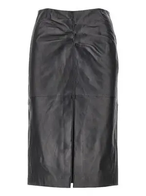 Isabel Marant Étoile Tuline' Leather Midi Skirt - Black