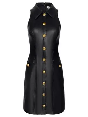 L'Agence Apolline Faux Leather Racer Mini Dress - Black