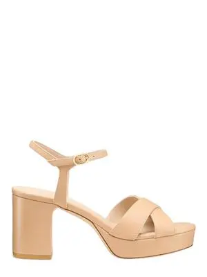 STUART WEITZMAN Dayna 80mm Leather Platform Sandals - Adobe