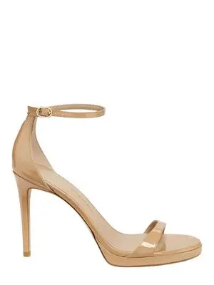 STUART WEITZMAN Nudist 100mm Patent Leather Sandals - Adobe