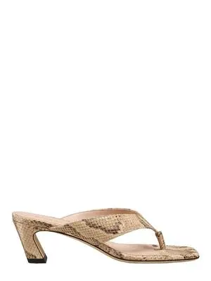 STUART WEITZMAN Stassi 50mm Snake Print Slip-on Sandals - Adobe