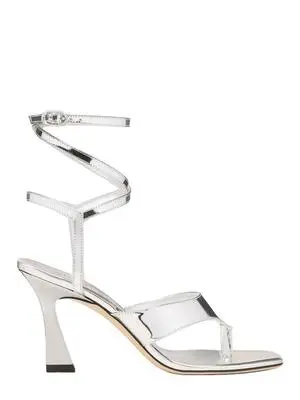 STUART WEITZMAN Vinnie 85mm Wrap Thong Leather Sandals - Silver