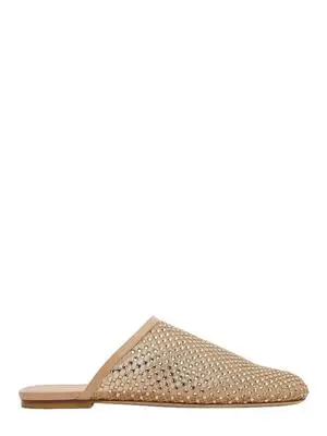 STUART WEITZMAN Bareitall Shine Crystal-embellished Mules - Adobe