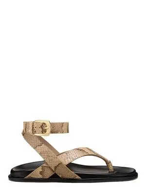 STUART WEITZMAN Marykate Snake-print Leather Sandals Adobe