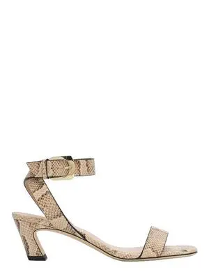 STUART WEITZMAN Sai 50mm Snake-embossed Leather Block-heel Sandals - Adobe