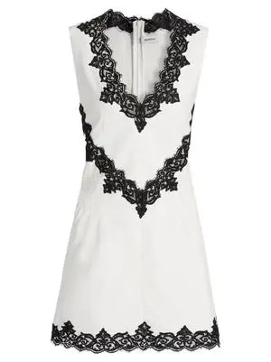 Simkhai Minna Contrast Lace Appliqué Mini Dress - Ivory Multi