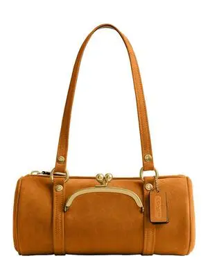 COACH Kisslock Barrel Suede Shoulder Bag - Marigold
