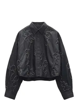 Rag & Bone Beatrice Beaded Cotton Shirt - Black