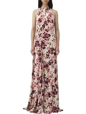 Simkhai Cerin Floral Halter Maxi Dress - Fig Multi