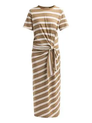Rag & Bone The Slub Striped T-shirt Midi-dress Brown Multi
