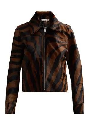 Simkhai Daria Print Leather Jacket - Zebra