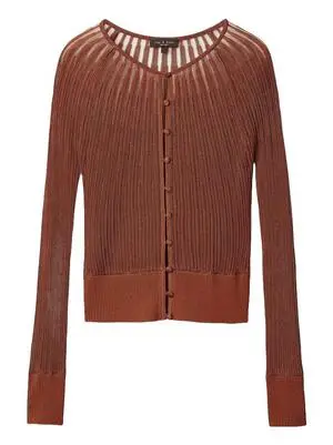 Rag & Bone Aubrey Sheer Striped Cardigan - Rust
