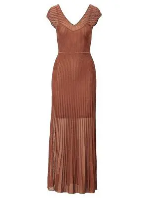Rag & Bone Aubrey Metallic Rib-knit Maxi Dress - Rust