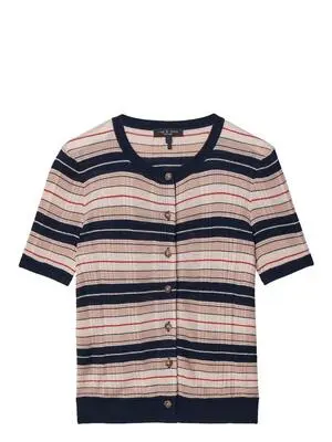Rag & Bone Teresa Striped Short-sleeve Cardigan - Navy Multi