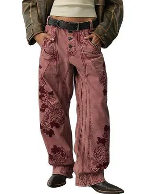 Free People Luxe Definition Workwear Pants - Ruby Wine Combo