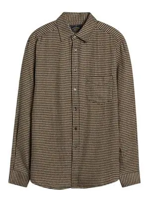 Portuguese Flannel Abstract Houndstooth Shirt Navy