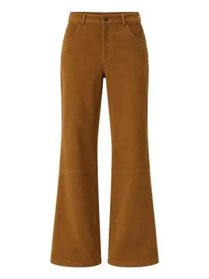 FRONT ROW SHOP Corduroy Suede Trousers Tobacco