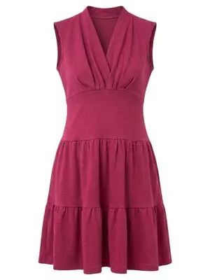 CONQUISTA Berry Breeze Sleeveless Tiered Jersey Dress - Pink