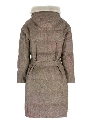 Brunello Cucinelli Belted Hooded Coat - Brown