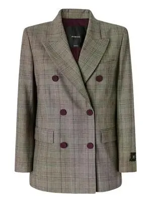 Pinko Double-breasted Check Jacket - Grey